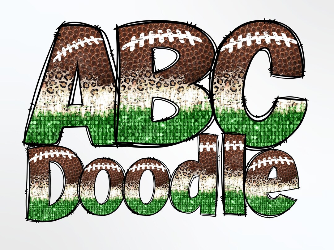 Football Doodle Alphabet PNG: Leopard Print, Sequins (digital Download ...