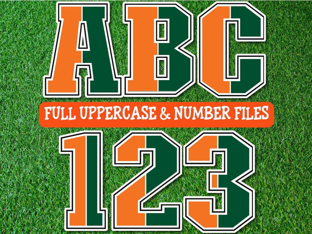 Miami Football Alphabet and Numbers, Football Letters PNG, Team Letters ...