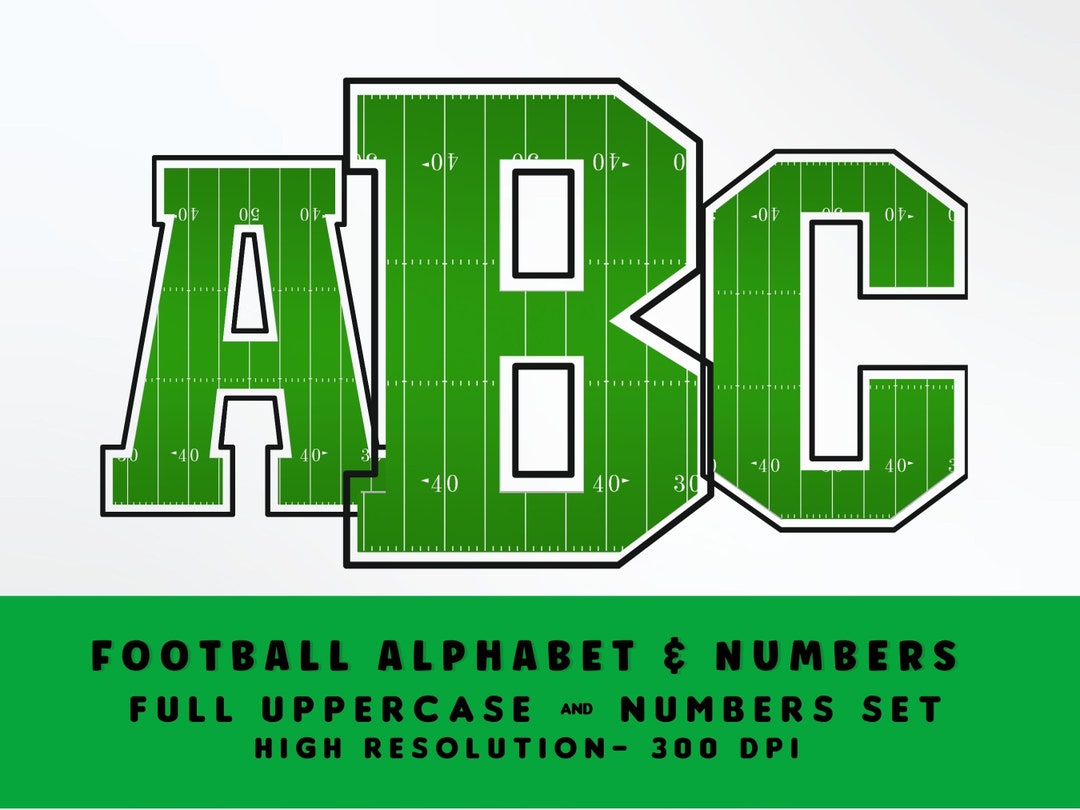 FOOTBALL LETTERS, Sports Alphabet & Numbers Set PNG - Scrapbooking ...