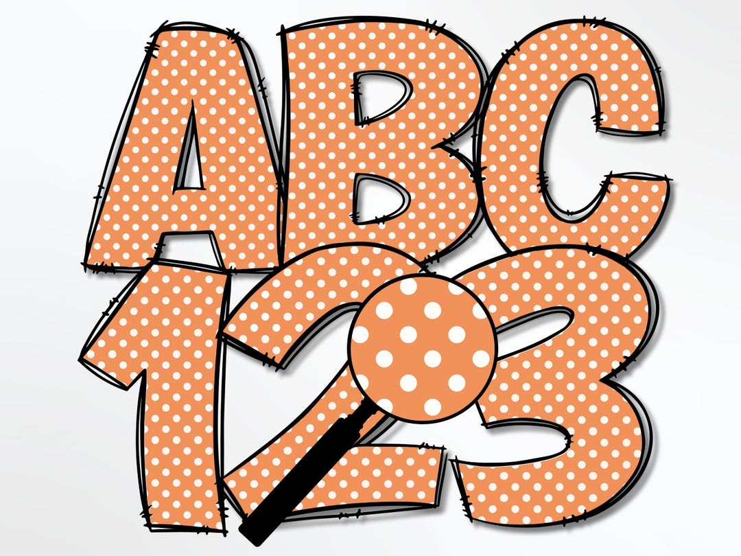 Fall Polka Dots Doodle Letter Set PNG, Fall Alphabet PNG, Sublimation ...