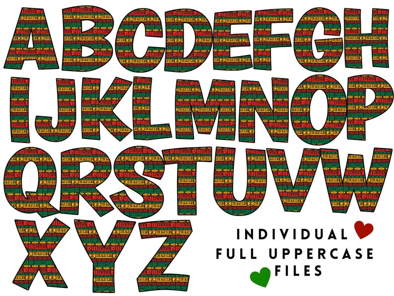 Black History Alphabet & Numbers PNG Set: Juneteenth Letters (digital ...