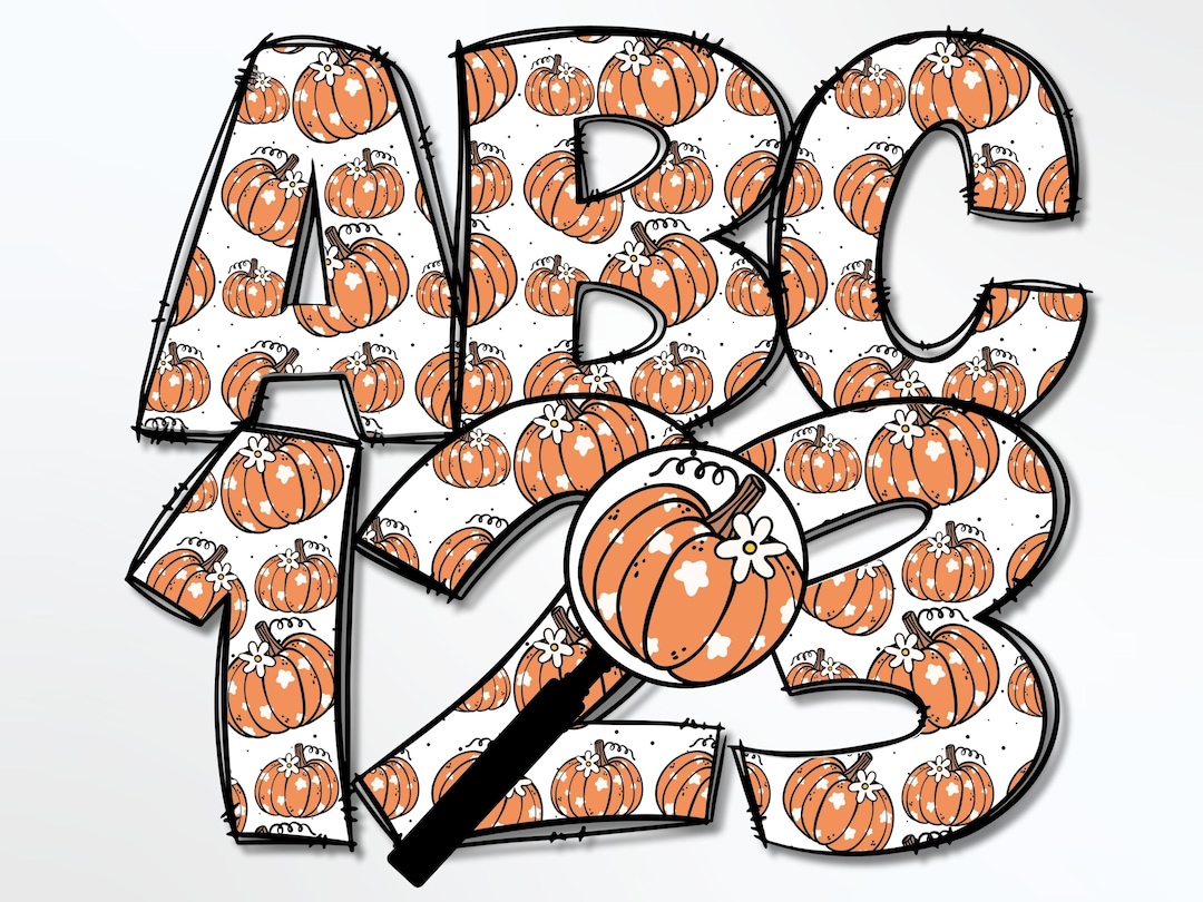 Pumpkin Doodle Alphabet PNG Set: Fall Crafting Letters (digital ...