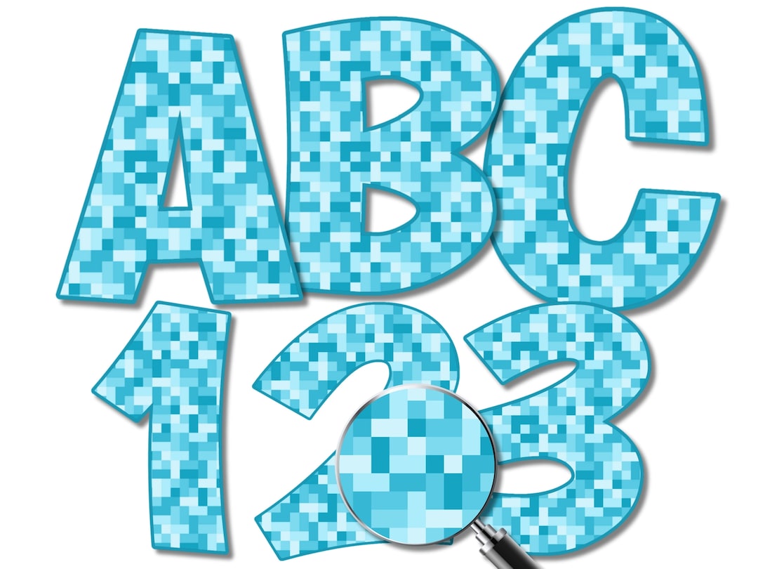 Pixelated Letters, Numbers and Symbols, Video Games Letters, Digital ...