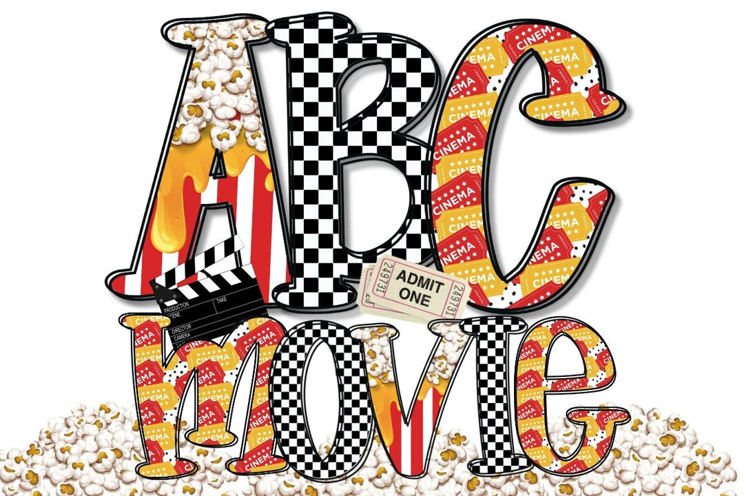 Popcorn Movie Letters PNG: Doodle Alphabet Set (digital Download) - Etsy