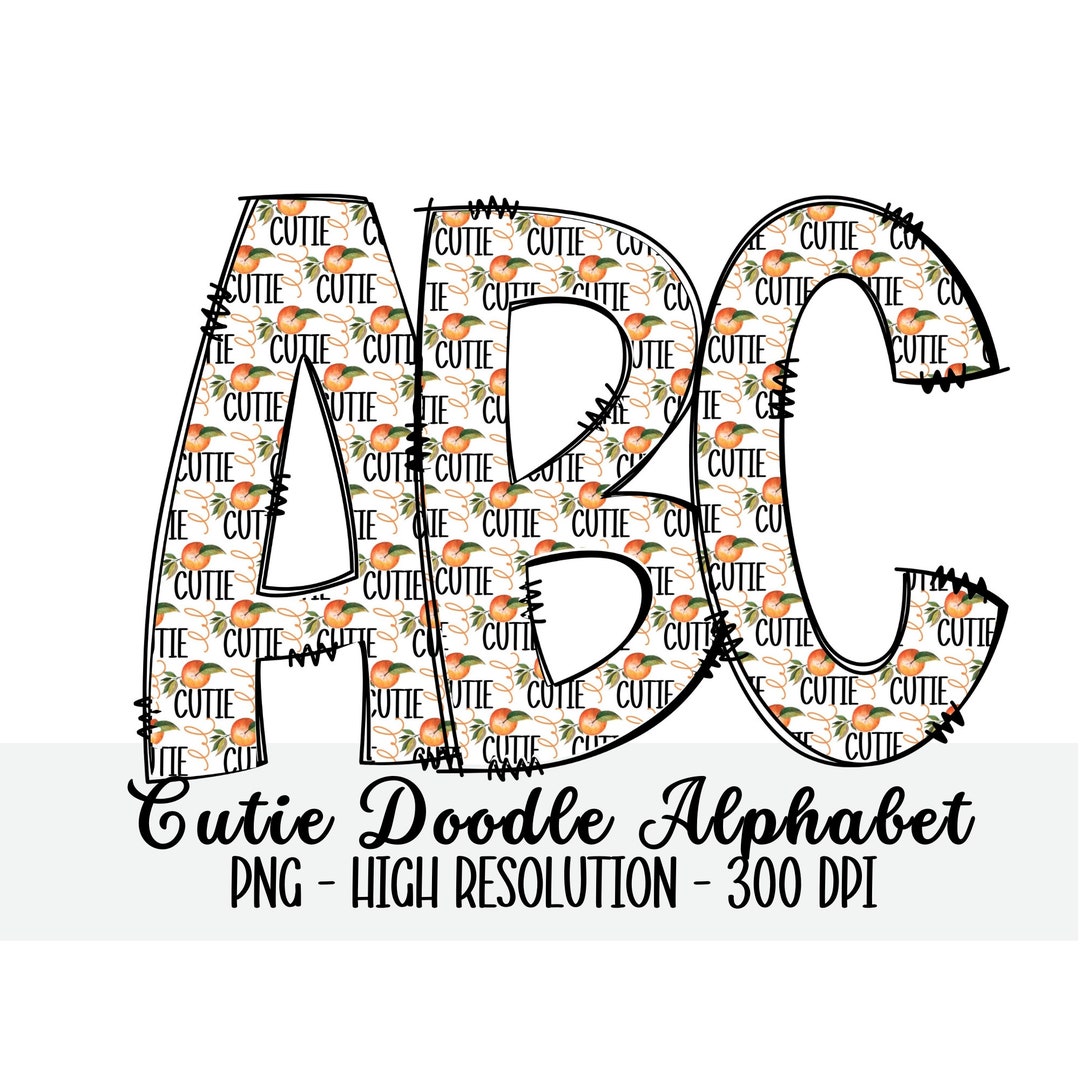 Doodle Alphabet PNG: Tangerine Cutie Letters (digital Download) - Etsy