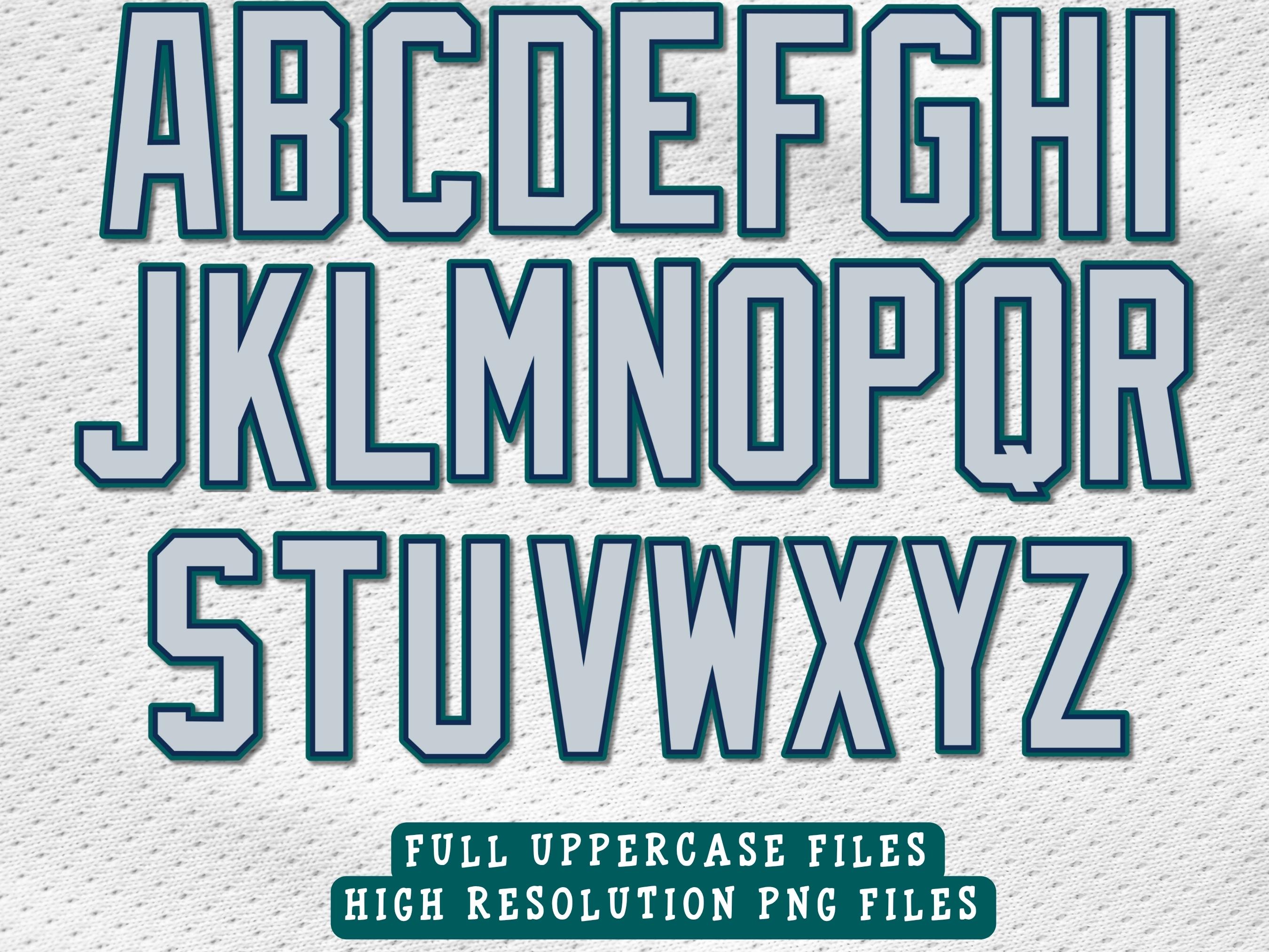 Seattle Baseball Jersey Font: Alphabet & Numbers PNG (digital Download ...