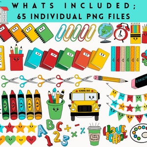 Kawaii School Supplies Clipart Set - High Resolution - 300dpi - PNG ...