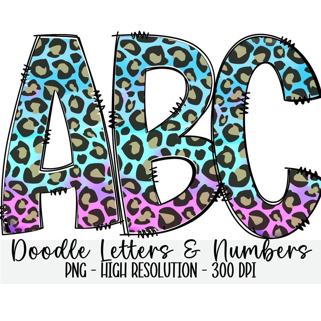 Leopard Print Doodle Alphabet & Numbers Set (PNG Digital Download) - Etsy