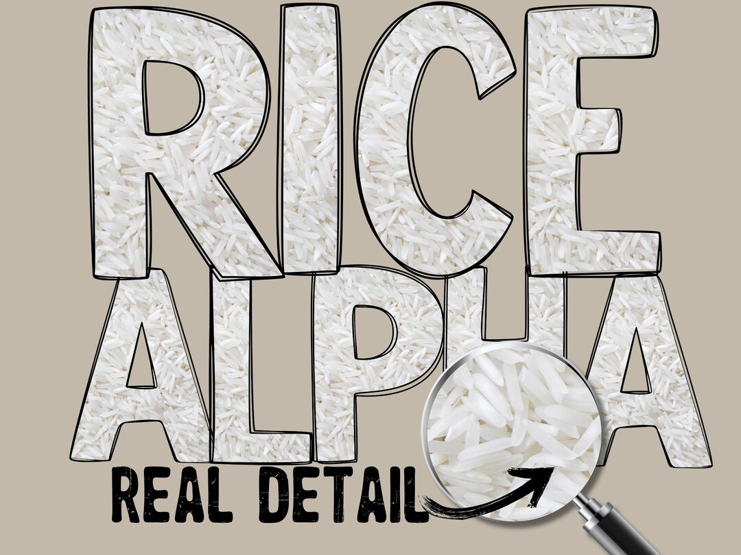 White Rice Sketch Doodle Letters PNG, Food Texture Alphabet ...
