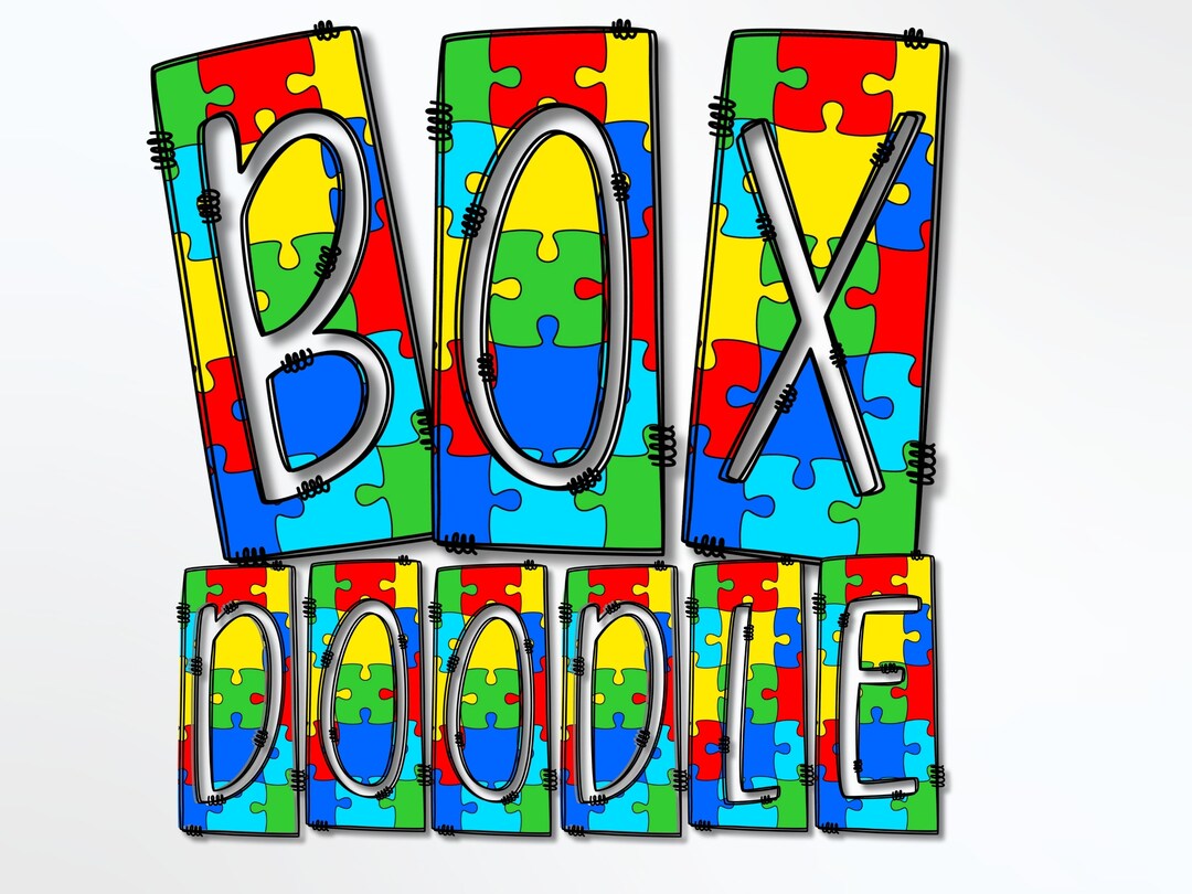 Autism Awareness Box Doodle Letters PNG, Autism Support Alphabet PNG ...
