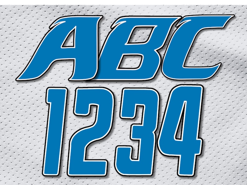 Detroit Football Jersey Font: Alphabet & Numbers PNG (digital Download ...