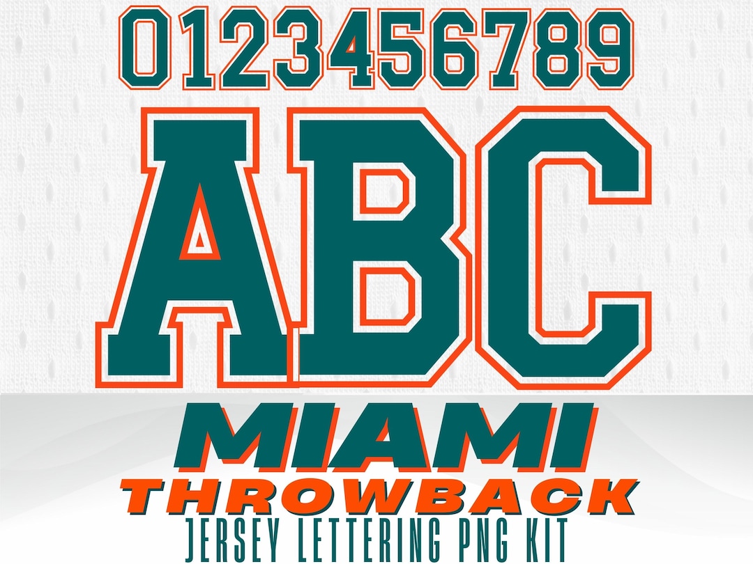 Miami Football Alphabet & Numbers PNG: Green and Orange Jersey Font ...