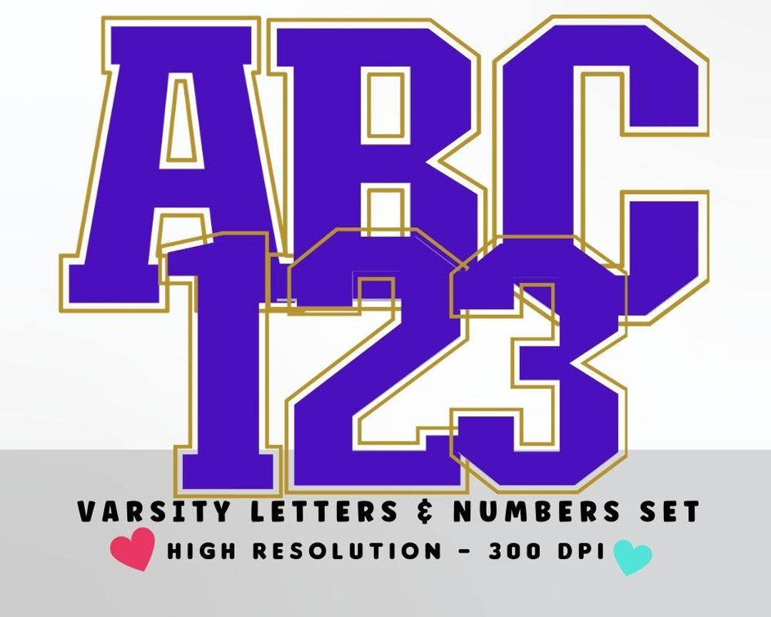 PURPLE and GOLD Sports Alphabet & Numbers Set PNG - Scrapbooking ...
