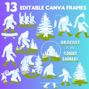 Sasquatch Bigfoot Canva Frame Bundle, Template Design Bundle, Drag and ...