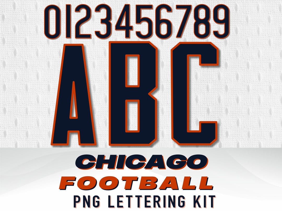 Chicago Football Jersey Font: PNG Letters & Numbers (digital Download ...