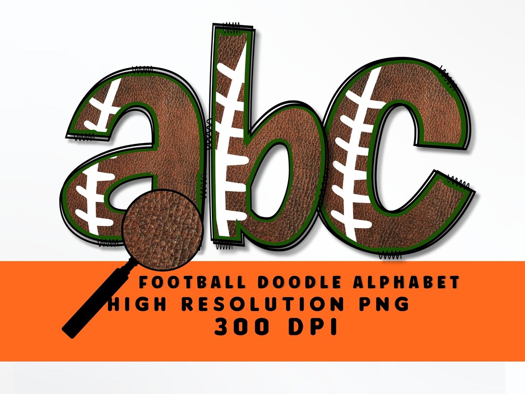 Football Lowercase Doodle Alphabet Set PNG - Sublimation - Heat Press ...