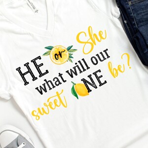 LEMON Theme Gender Reveal Iron on Transfer - PNG - Print on Demand - T ...