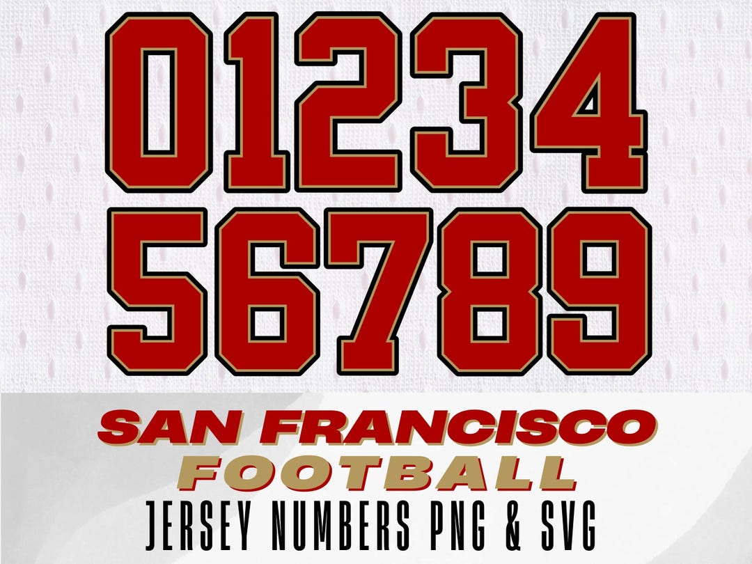 San Francisco Football Jersey Numbers: Block Font (PNG & SVG) - Etsy