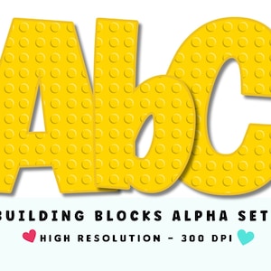 BUILDING BLOCKS Alphabet & Numbers Set PNG Scrapbooking, Crafting, Iron ...