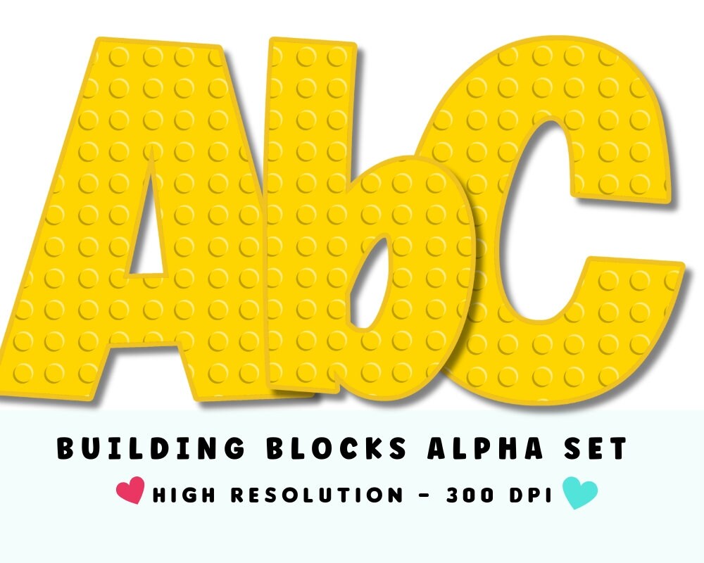 BUILDING BLOCKS Alphabet & Numbers Set PNG Scrapbooking - Etsy