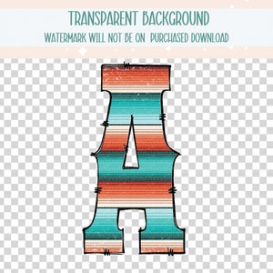 Western Serape Doodle Alphabet & Numbers: Southwestern PNG Set (digital ...