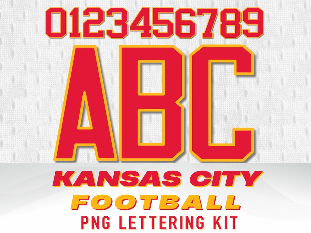 Kansas City Football Jersey Font: Red & Gold Letters, Numbers (PNG ...