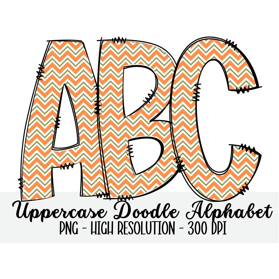 Chevron Doodle Alphabet PNG: Cutie Uppercase Letters (digital Download ...