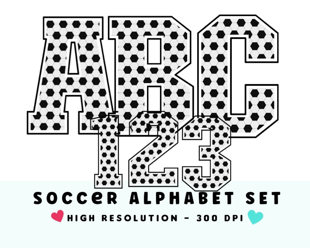 Soccer Ball Font Alphabet: Sports Letters & Numbers PNG (digital ...