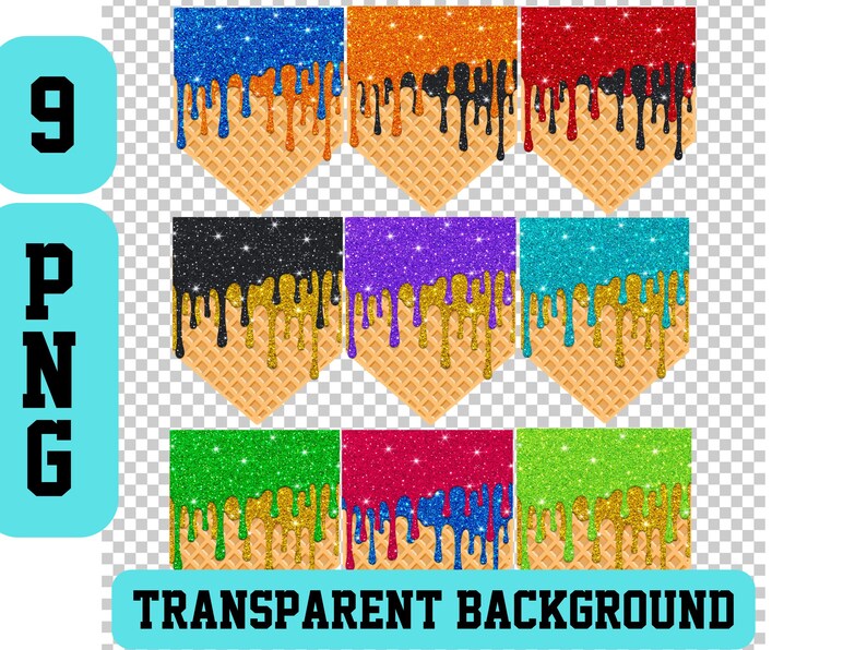 Glitter Drip Waffle Home Plate PNG Clipart Set (digital Download) - Etsy