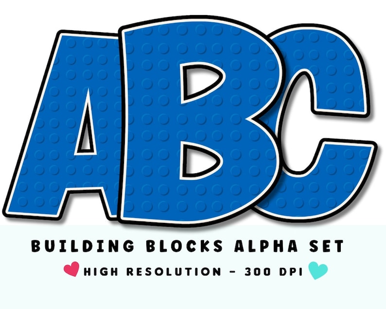 BUILDING BLOCKS Alphabet & Numbers Set PNG Scrapbooking - Etsy