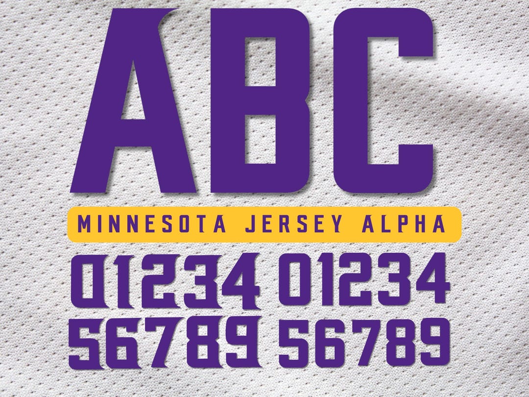 Minnesota Football Jersey Font: Purple & Gold Alphabet, Numbers (PNG ...