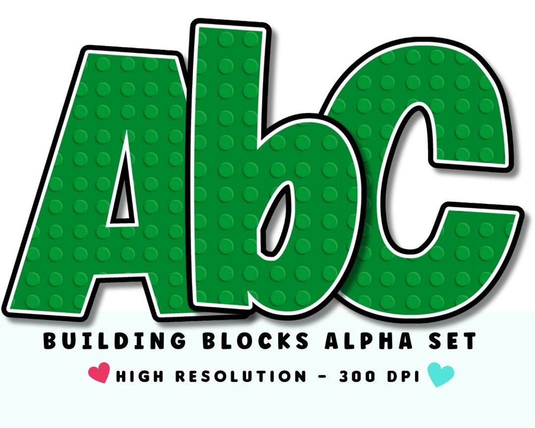 BUILDING BLOCKS Alphabet & Numbers Set PNG Scrapbooking, Crafting, Iron ...