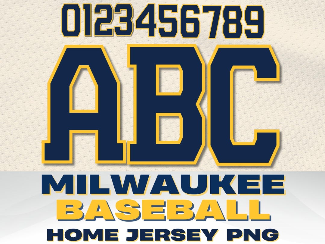 Milwaukee Baseball Jersey Font: Alphabet & Numbers PNG Kit (digital ...