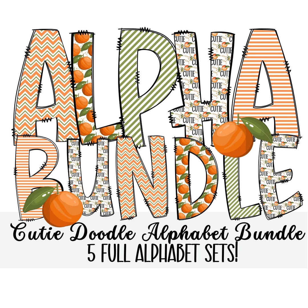 Little Cutie Doodle Alphabet BUNDLE PNG Doodle Letters Transparent ...