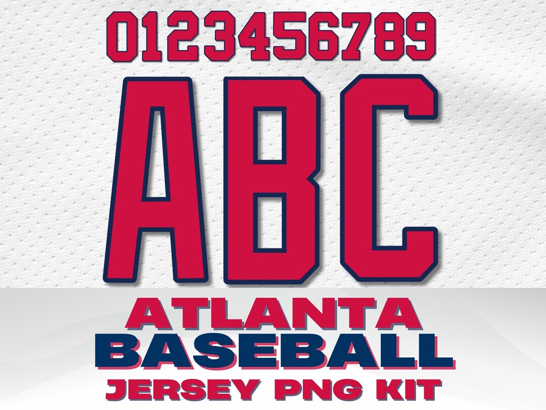 Atlanta Baseball Jersey Font: Letters & Numbers PNG Kit (digital ...