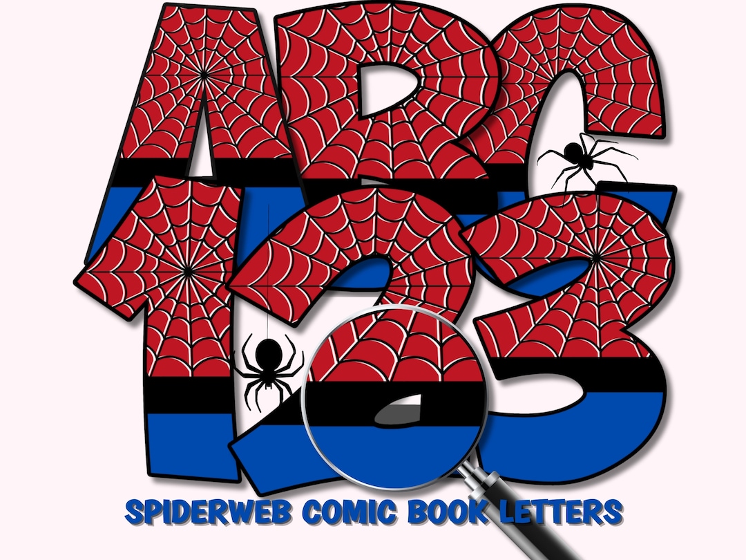 Spider Web Comic Book Letters PNG: Superhero Alphabet (digital Download ...