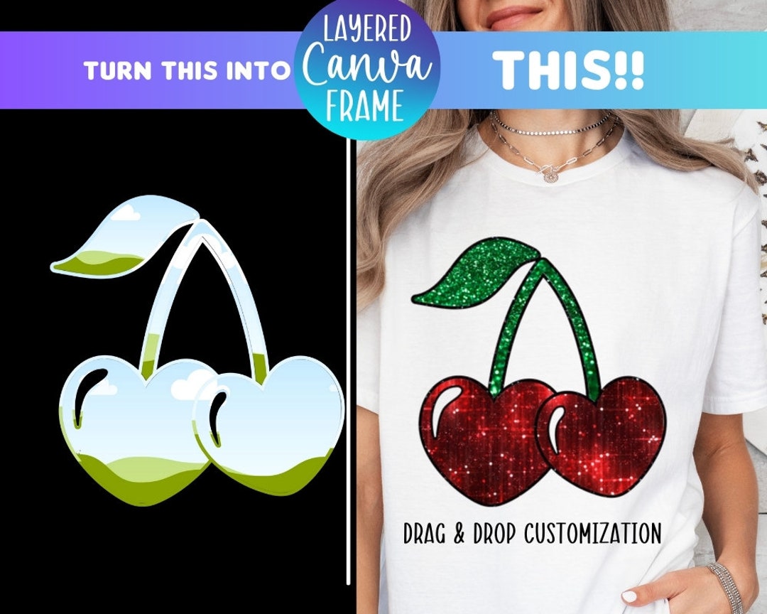 Layered Cherry Canva Frame Template: Drag & Drop Design (digital ...