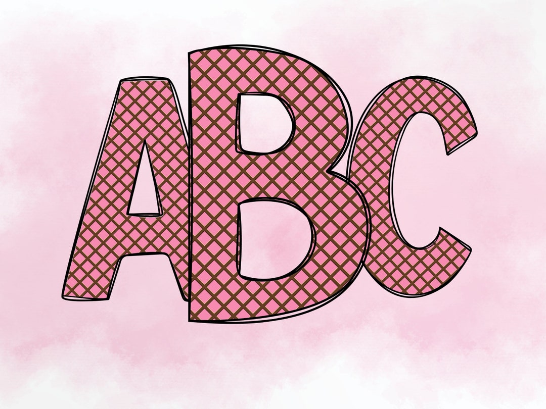 Baby Pink Waffle Cone Alphabet Set PNG, Scrapbooking, Crafting, Iron On ...