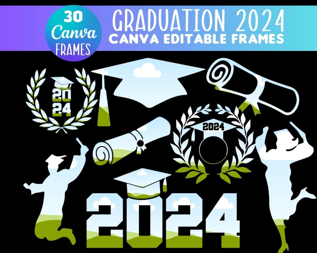 Customizable Graduation 2024 Canva Frame Bundle, Template Design, Drag and Drop Frame, Canva ...