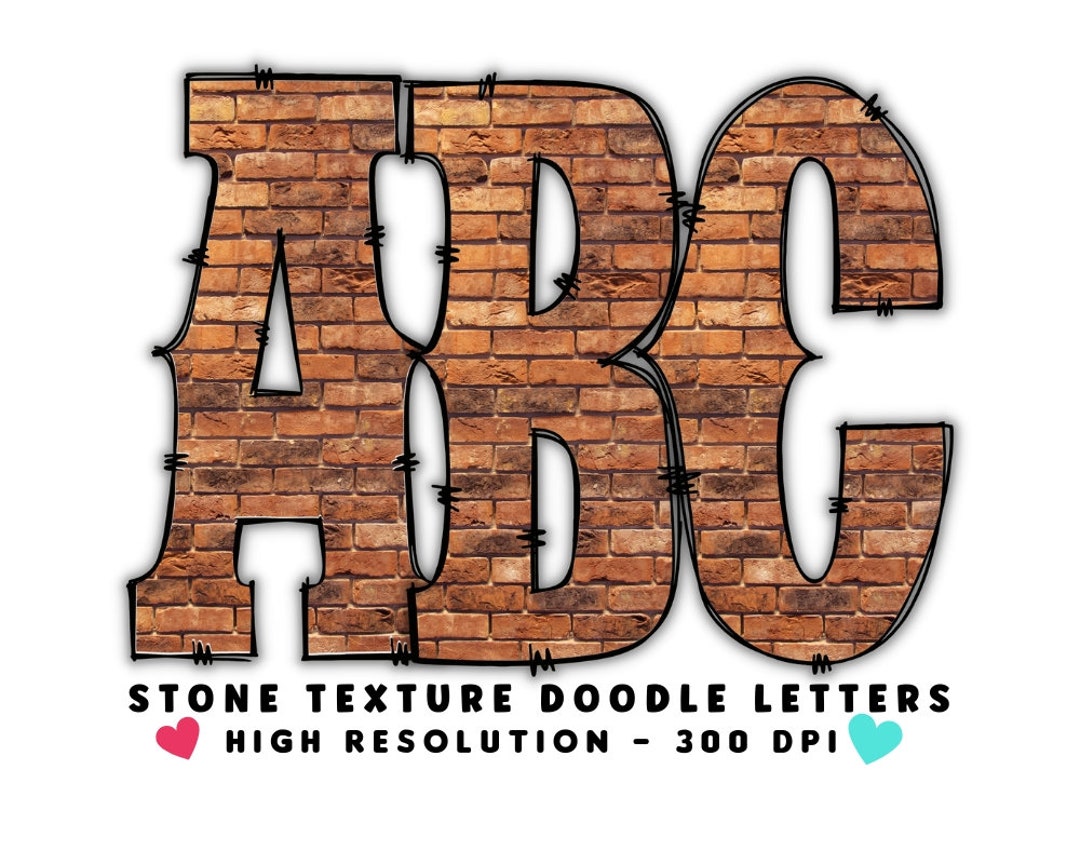 Stone Texture Doodle Alphabet & Numbers Set (PNG Digital Download) - Etsy
