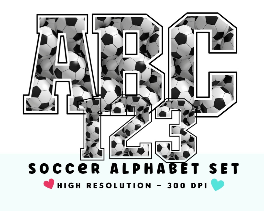 Soccer Balls, Sports Font Alphabet & Numbers Set PNG, Scrapbooking ...
