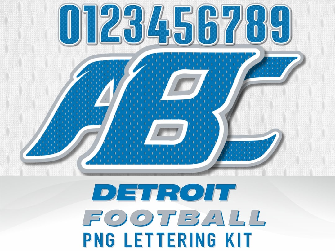 Detroit Football Jersey Texture Font: Alphabet & Numbers PNG (digital ...