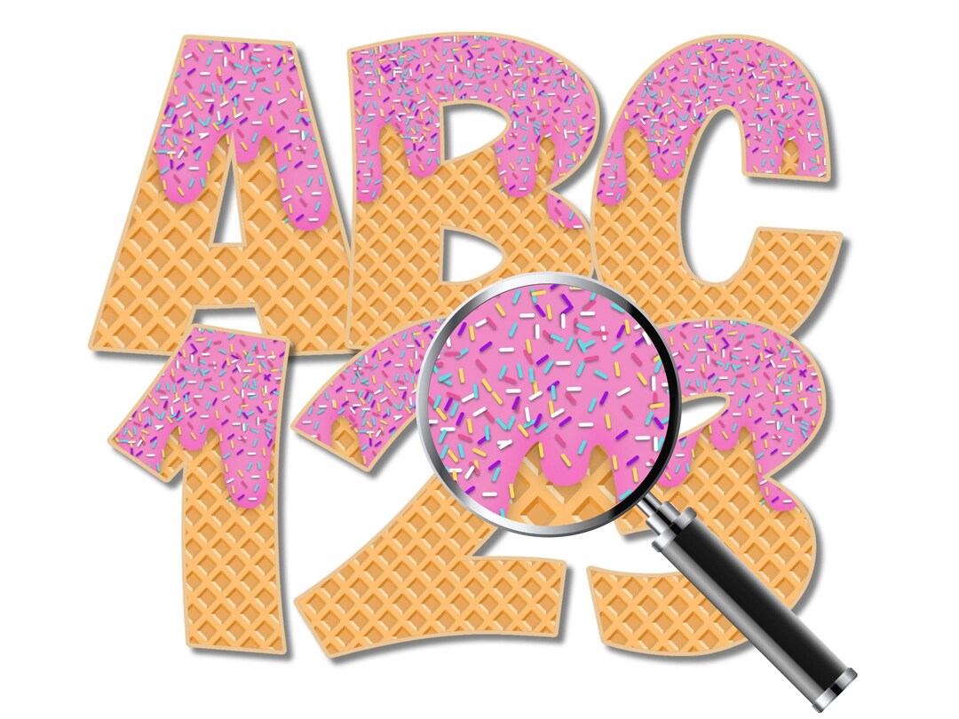 Waffle Cone Alphabet & Numbers: Sprinkles PNG Set (digital Download) - Etsy