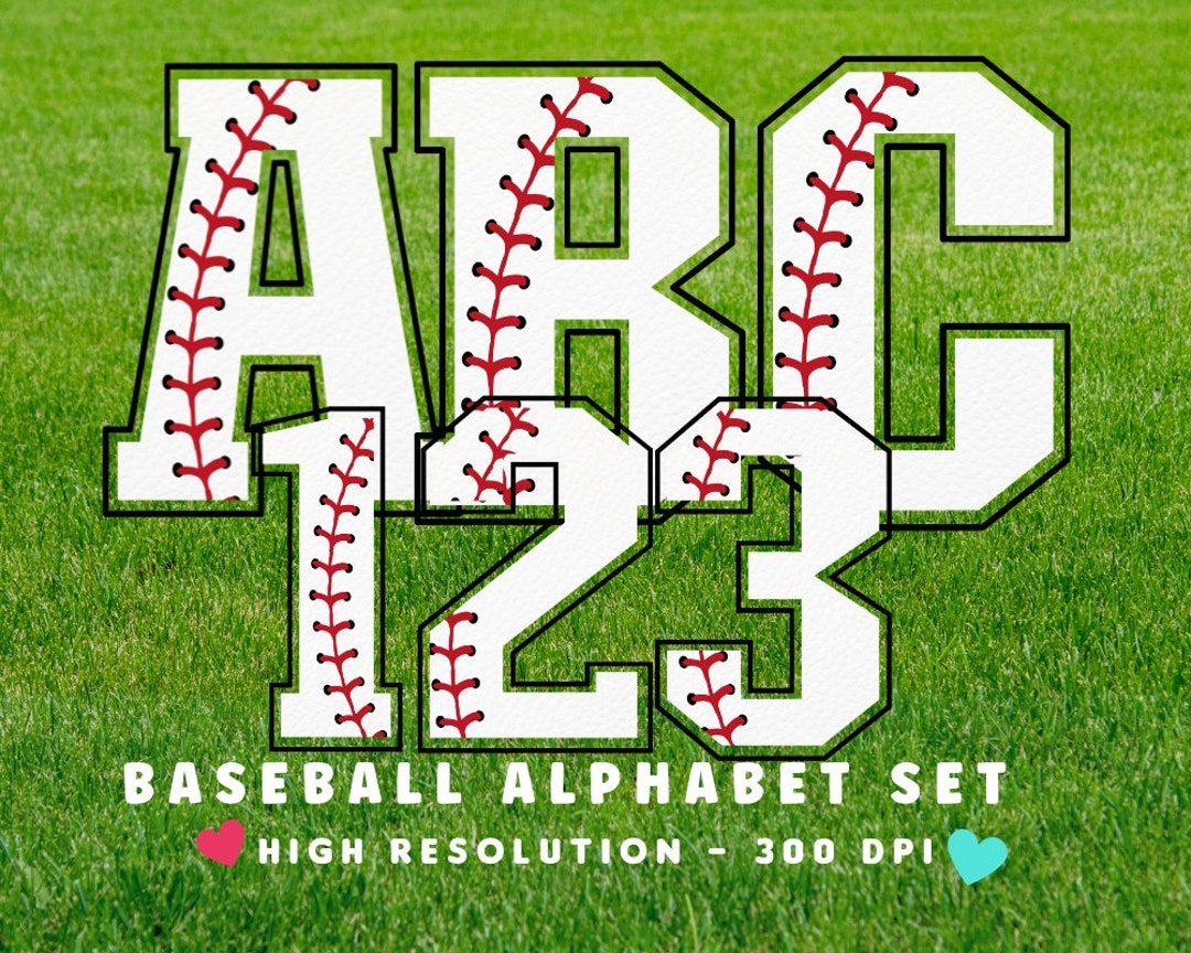 Baseball Letters PNG: Sports Alphabet & Numbers Set (digital Download ...