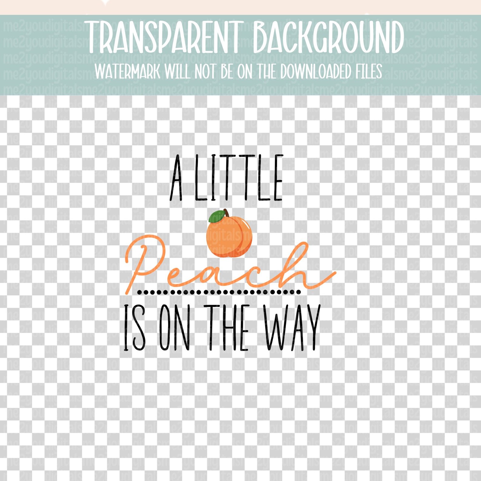 Peach Baby Shower Clipart Set: High-resolution PNG (digital Download ...