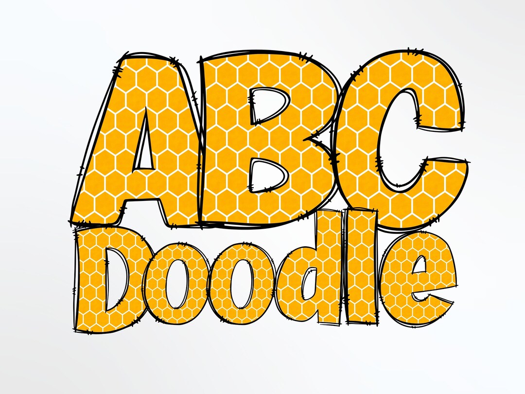 Bee Hive Doodle Letters BUNDLE PNG, Bees Alphabet PNG, Sublimation ...