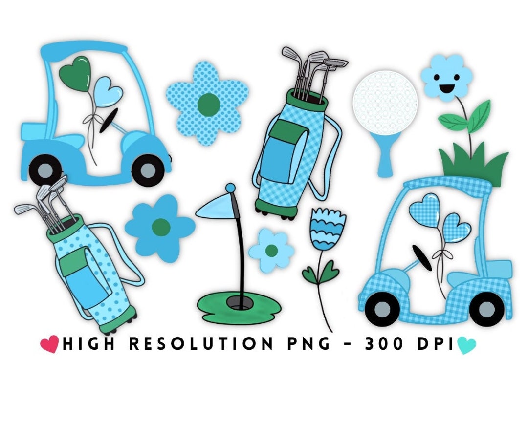 BLUE Gingham Golfing Clipart Set - High Resolution - 300dpi - PNG ...