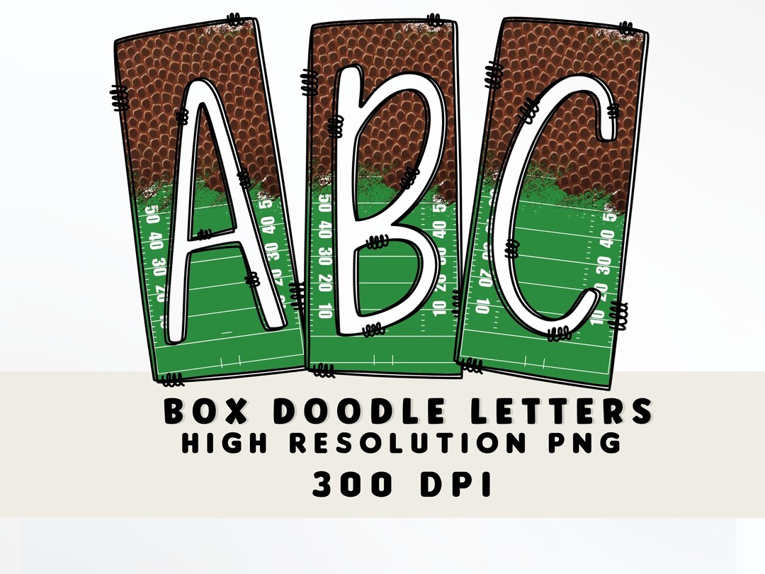 Distressed Football BOX DOODLE Alphabet Set PNG Scrapbooking Letters ...