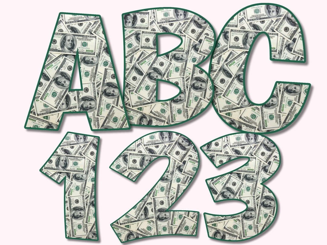 Money Alphabet PNG: Scrapbooking Letters, Numbers, Symbols (digital ...