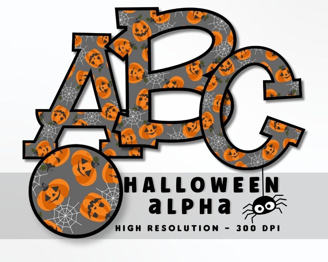 Jack-o-lantern Halloween Font Letter Set PNG, Halloween Vibes Alphabet ...